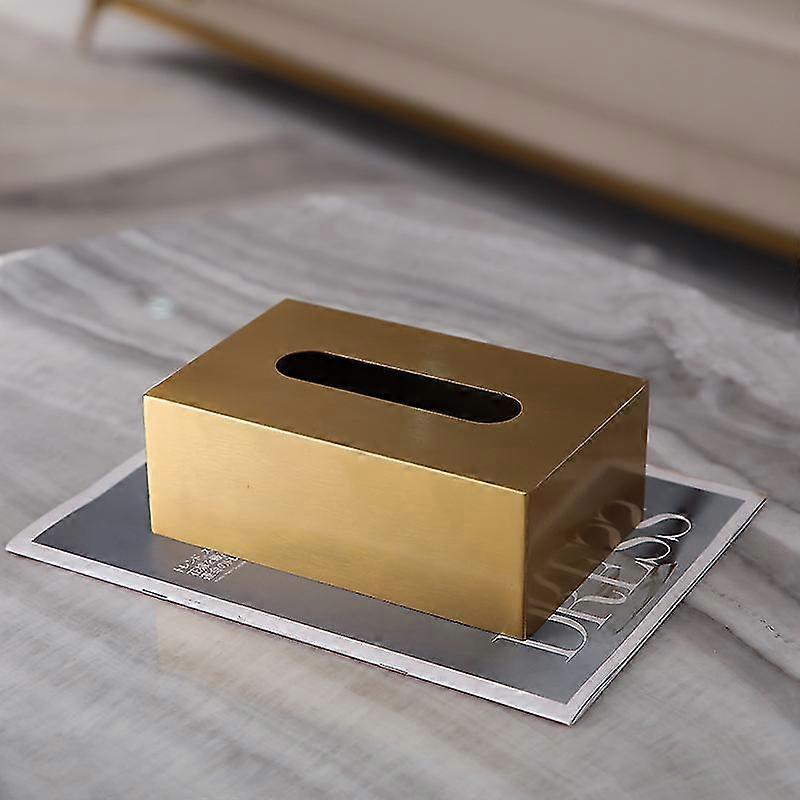 European Luxury Brass Tissue Box Golden Creative Geometric Square House ...