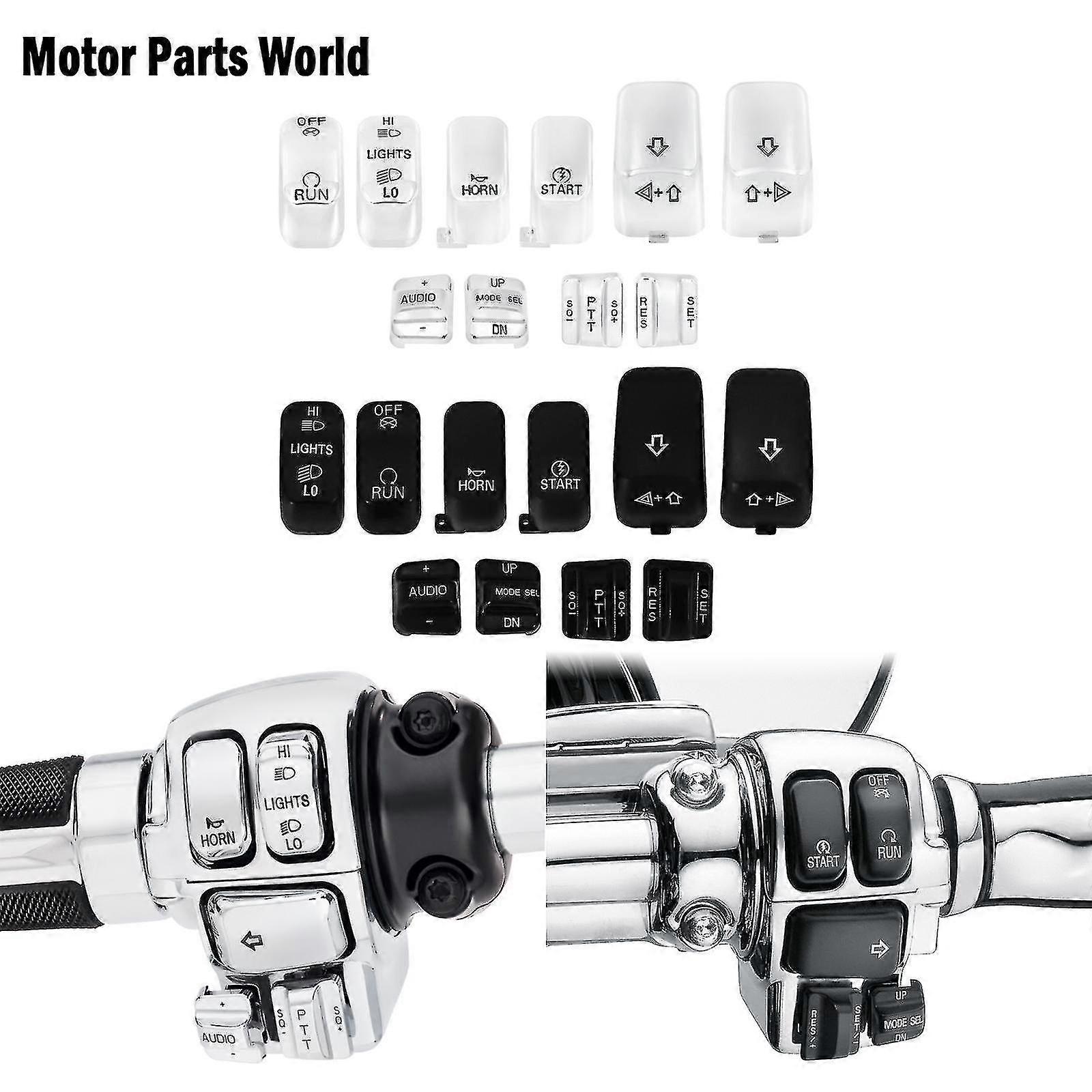 10 Pcs Motorcycle Hand Control Switch Housing Buttons Caps Black Chrome ...