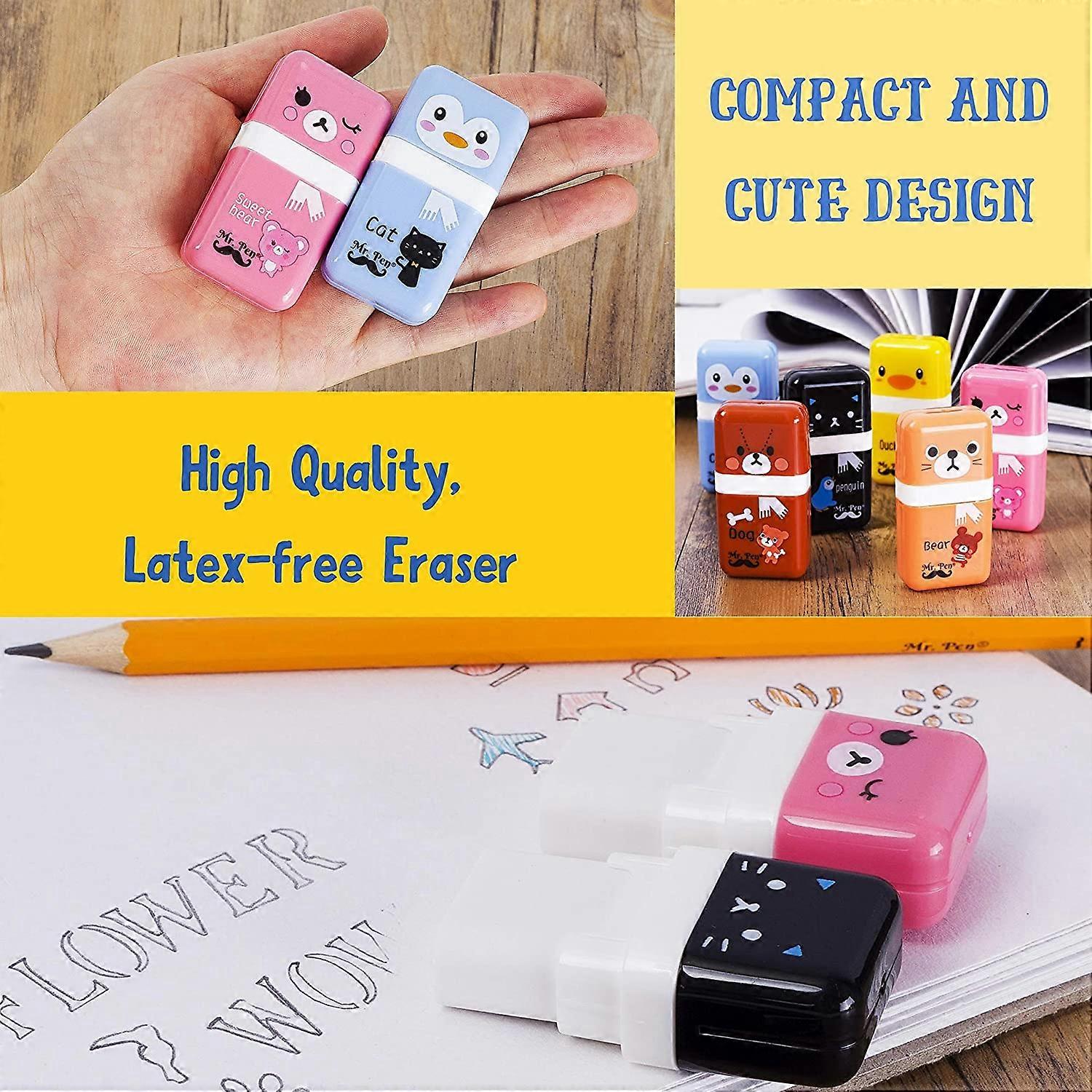 6 pcs Erasers for Kids, Eraser with Cover and Roller, School Supplies ...