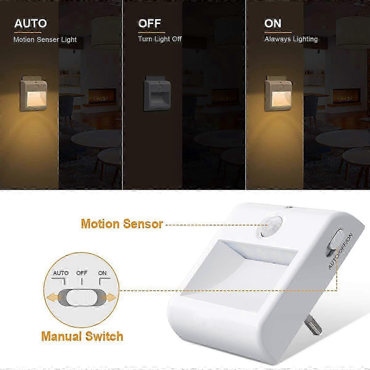 Night Light Socket With Motion Detector, Pack Of 2 Children's Night ...