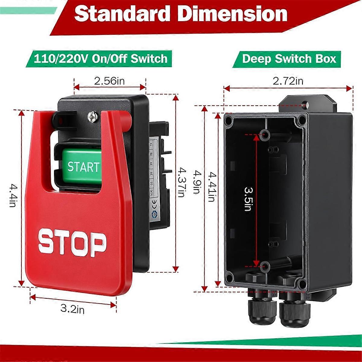 110/220V Single Phase on/Off Switch,Safety Power Switch with Large Stop ...