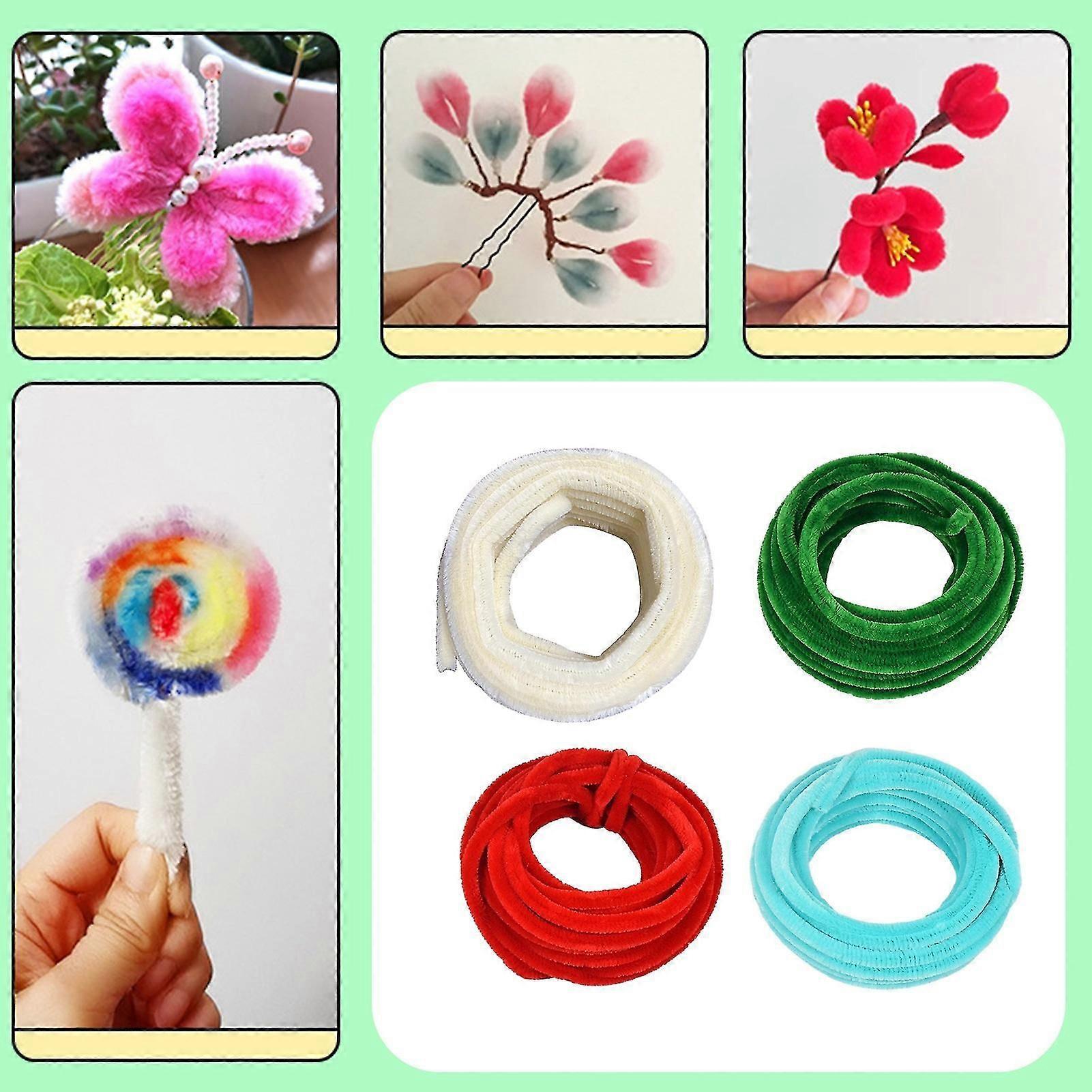 Colorful Long Fuzzy Pipe Cleaner for DIY Art Craft, Flexible Chenille ...
