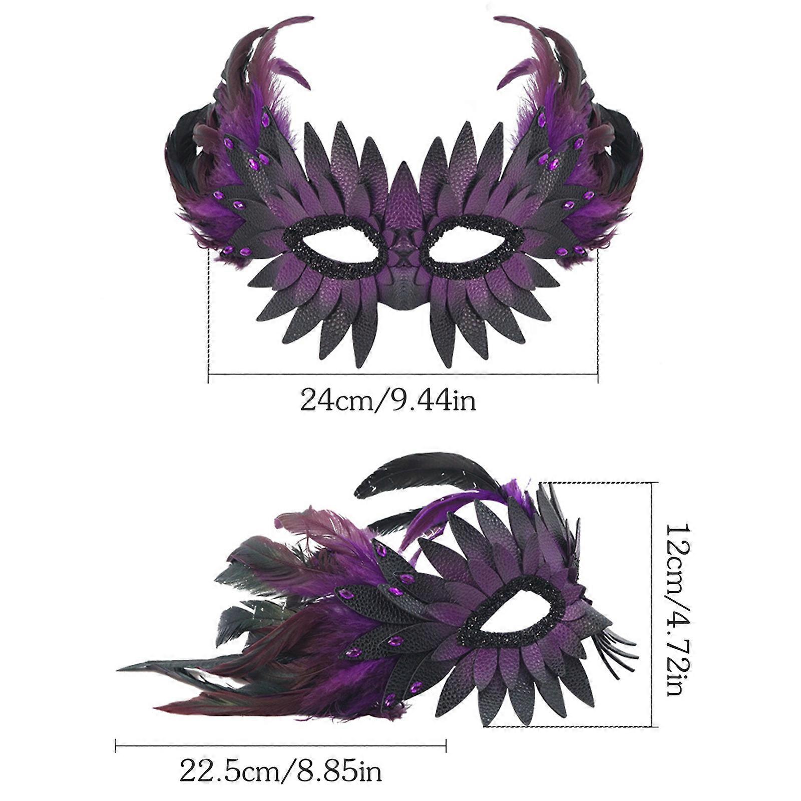 Adjustable Owl Feather Beak Mask Half Face Lightweight PU Comfortable ...