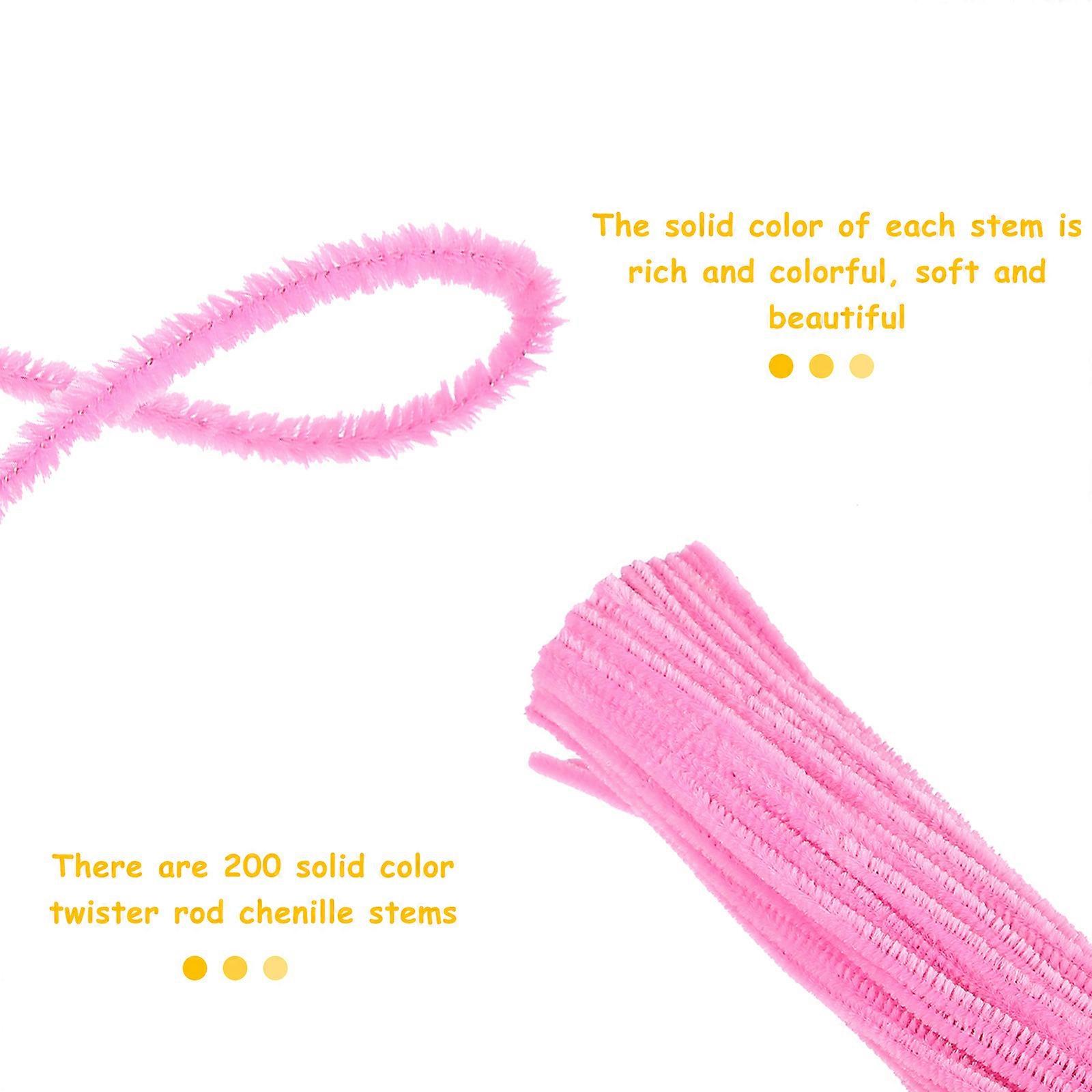 Pink Chenille Stems Twisted Pipe Cleaners for Kids Playing 200Pcs Craft ...