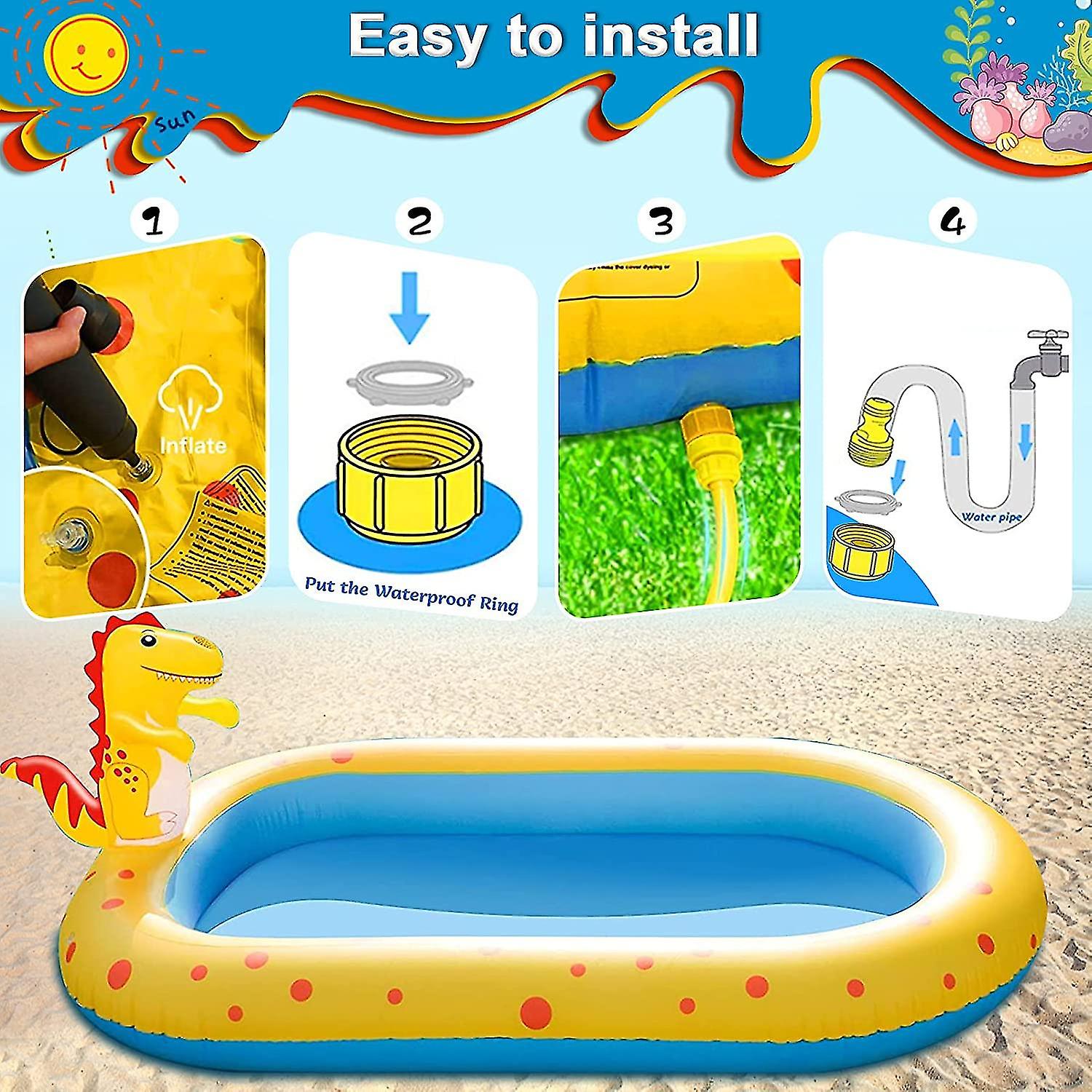 Miman Paddling Pools For Kids Inflatable Sprinkler Mat Swimming Pool ...