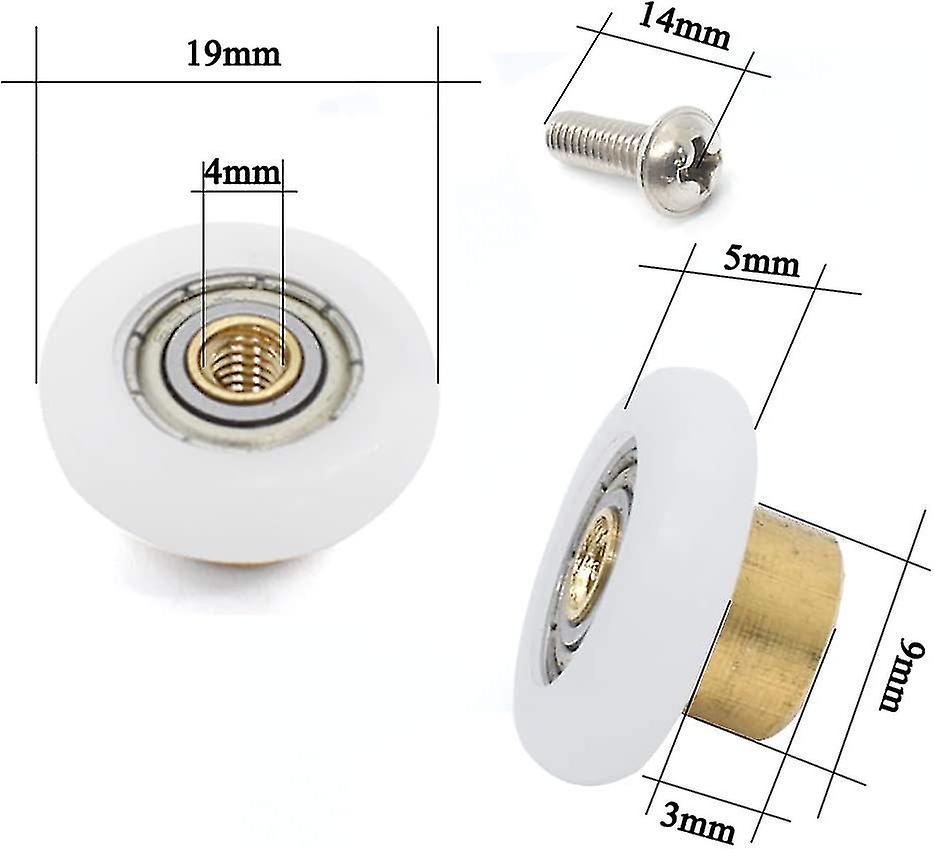 Set Of 4pcs 19mm Shower Door Rollers Runners Wheels Replacement Part ...