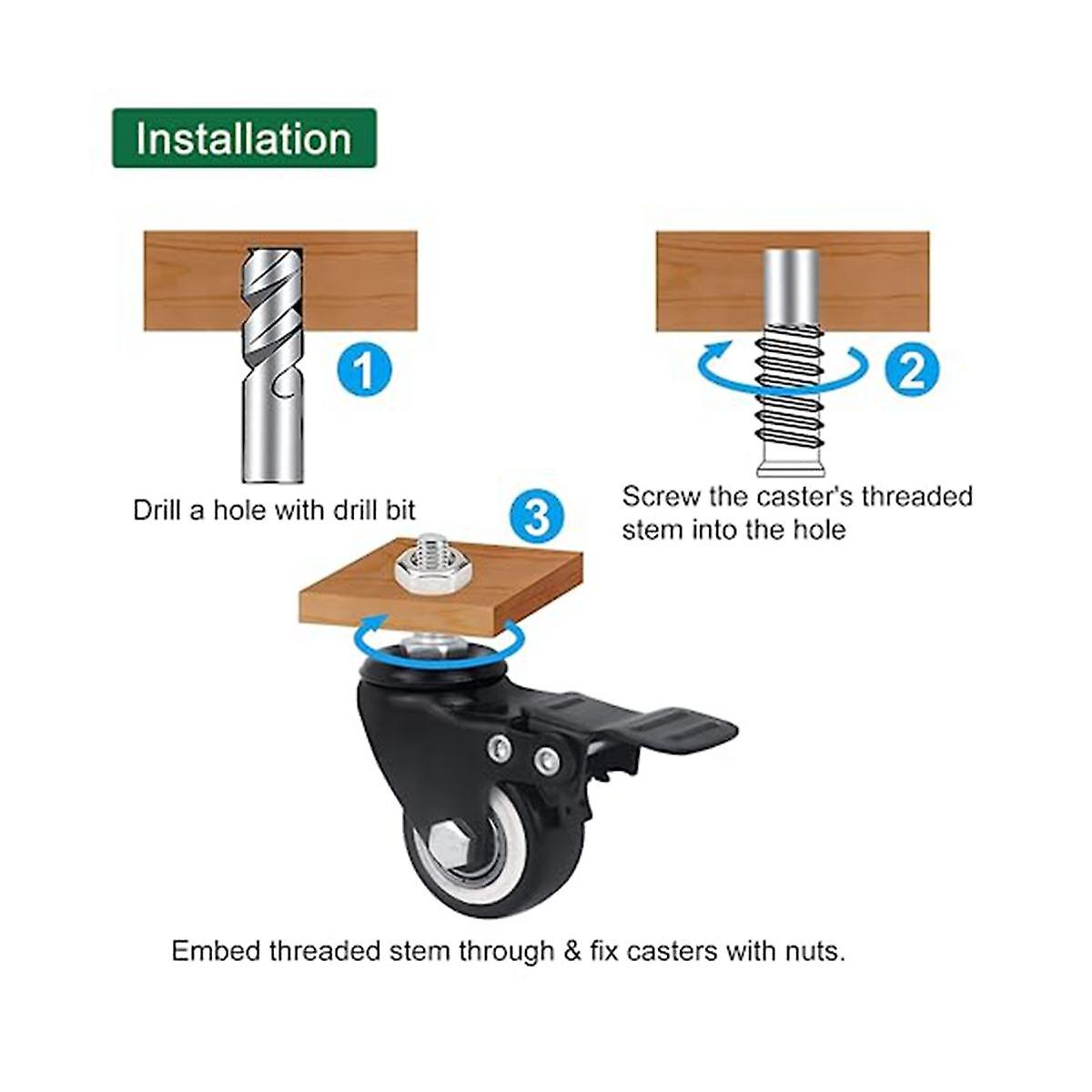 Casters Wheels, Casters Set of 4 Heavy Duty - Threaded Stem Mount (5 ...