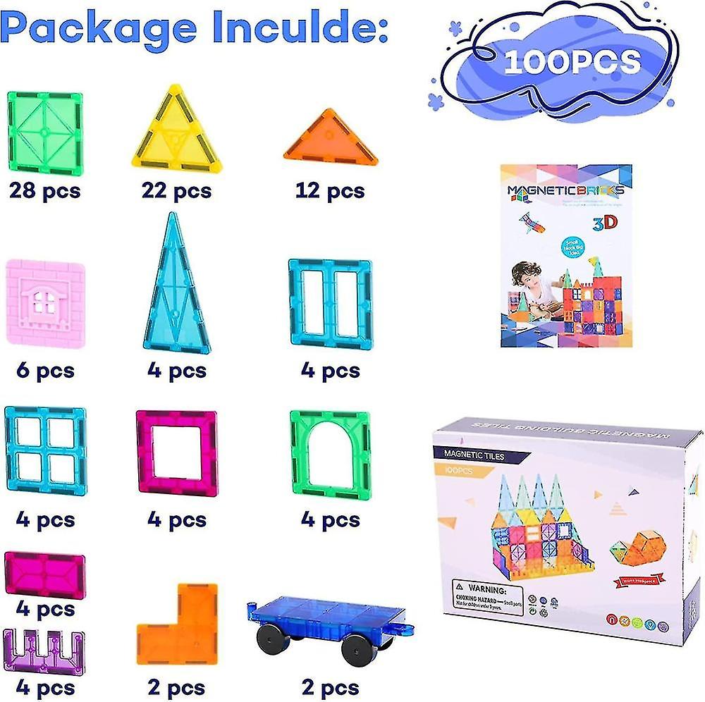 Magnetic Tiles, Magnetic Blocks For Kids, Magnet Building Set, Stacking Blocks, Preschool Stem ...