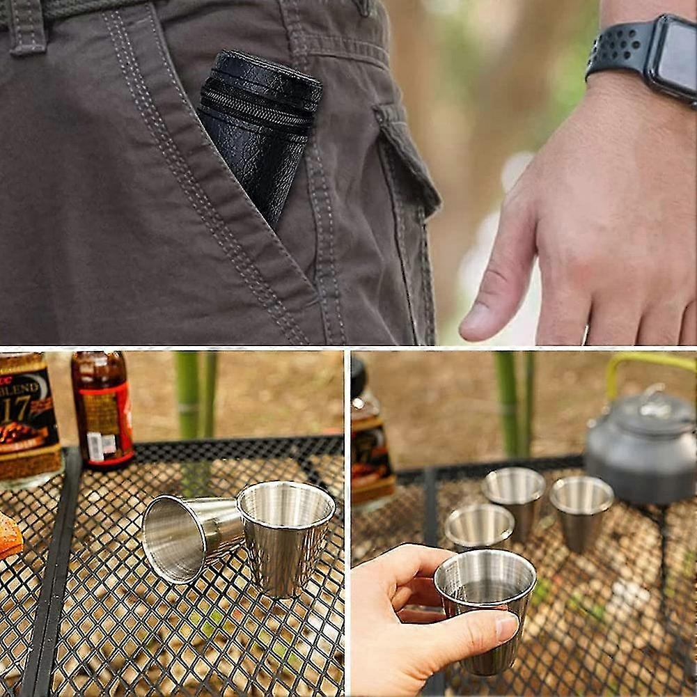 Stainless Steel Shot Cups, Set Of 4 Cups, Metal Shot Glasses, Stackable ...
