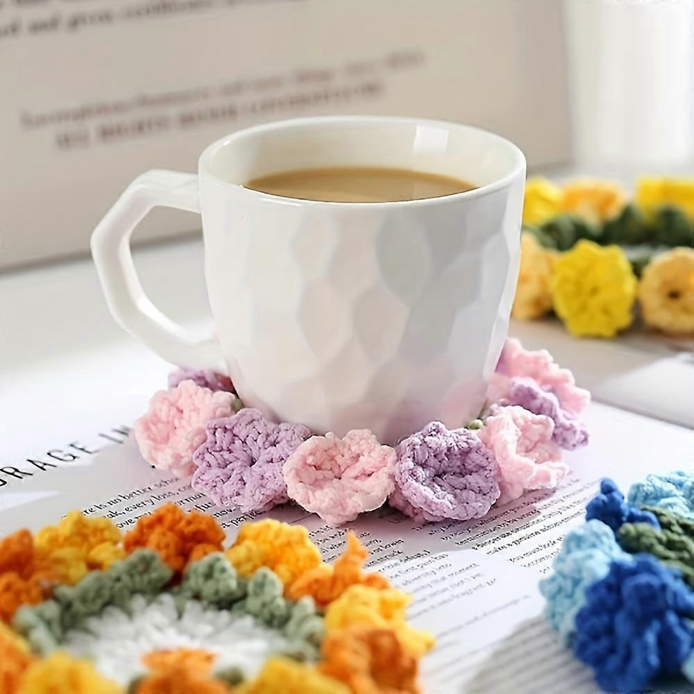 Handmade Crochet Flower Coasters, 3D Floral Cup Mats, Cute Table Decor ...