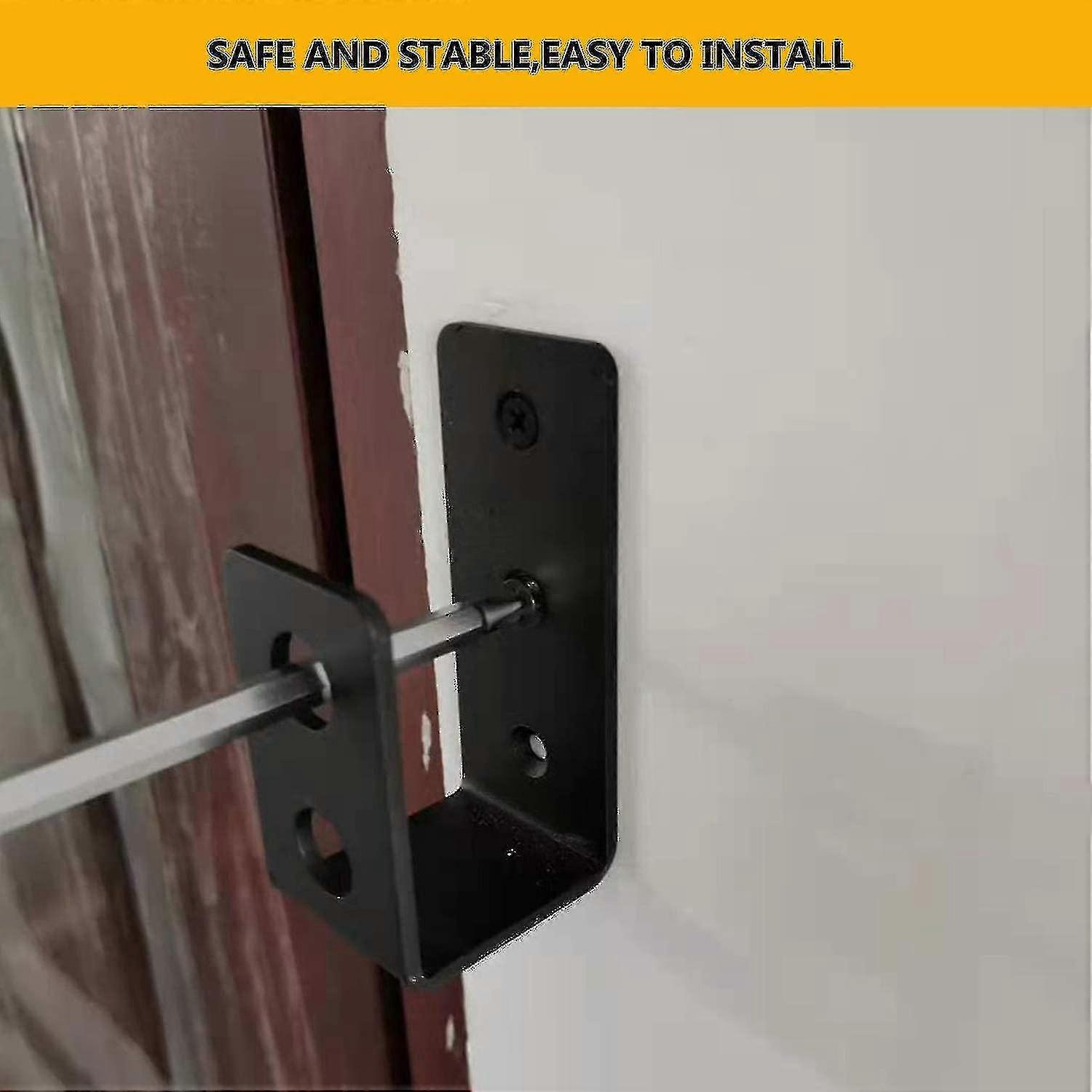 2 Pack Heavy Duty Steel Door Brackets For 2x4 Door, U-shape Security ...