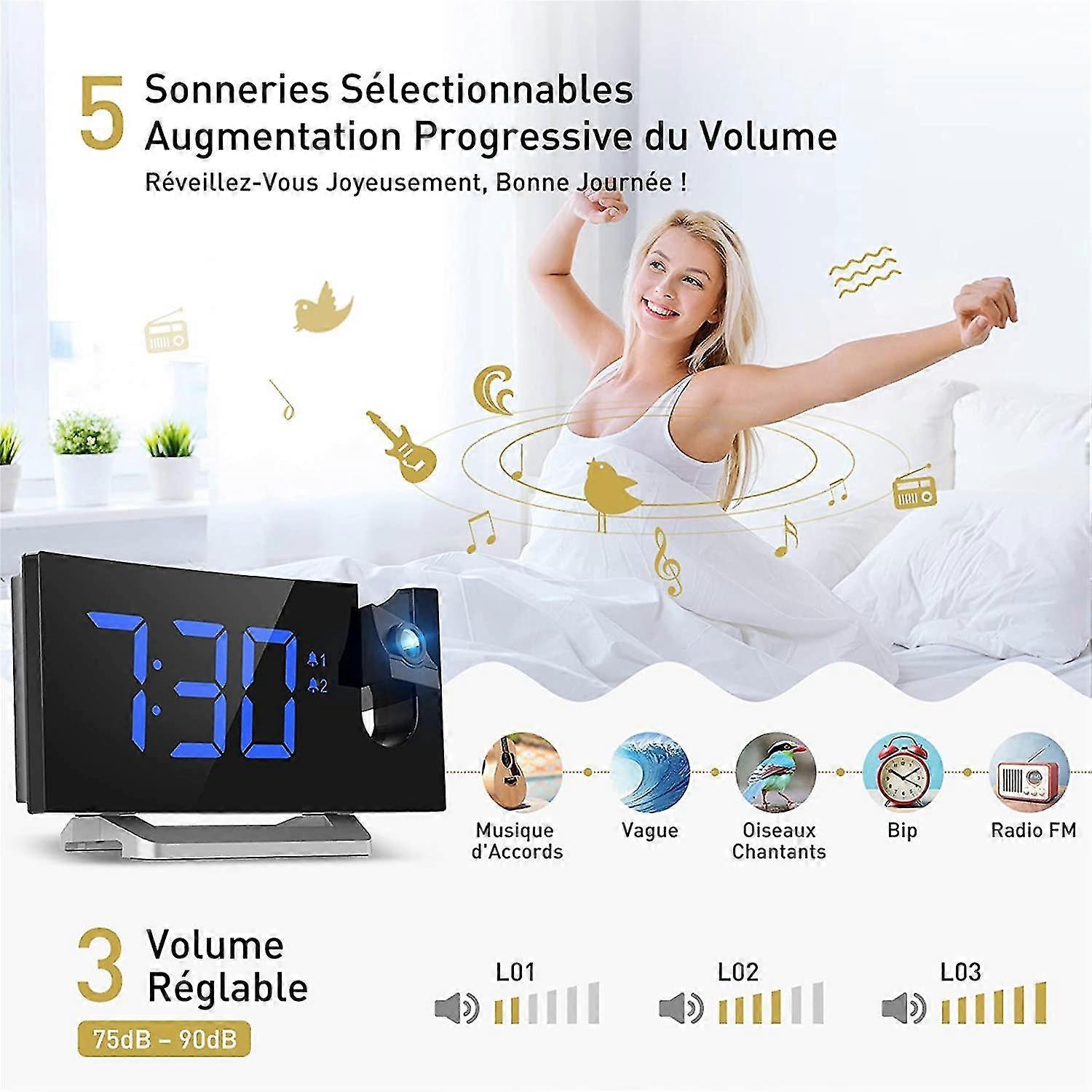 Fm Projection Clock Radio With Dual Al , Usb Digital Clock, Snooze ...