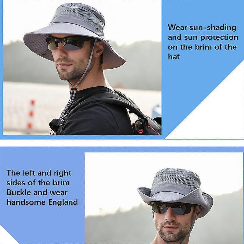 Solhatt med brett brätte UV-skydd Bucket Cap För Vandring Camping Fiske ...