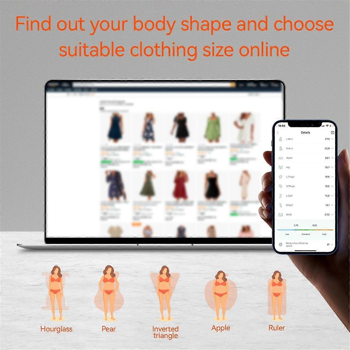 Smart Body Tape Measure,Retractable Bluetooth Fitdays APP Monitoring ...