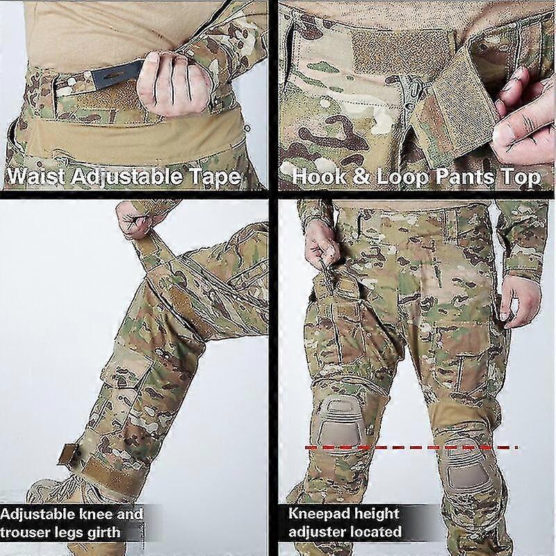 New Men Combat Cargo Pants With Knee Pads Airsoft Tactical Trousers ...