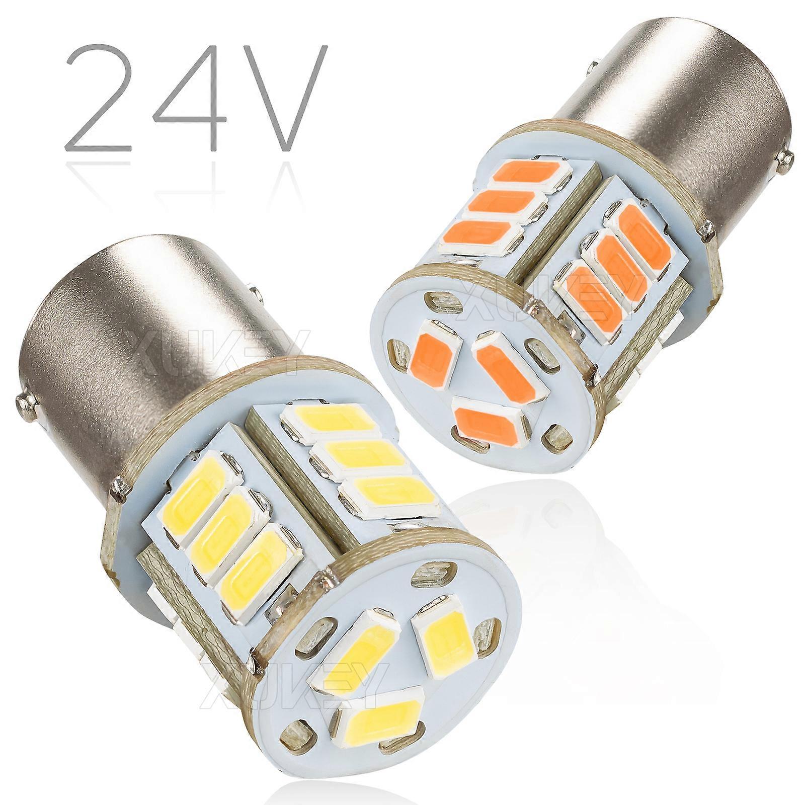 2 x Red /White 24v LED BA15s 246 R10W SMD Number Plate Interior Bulbs ...
