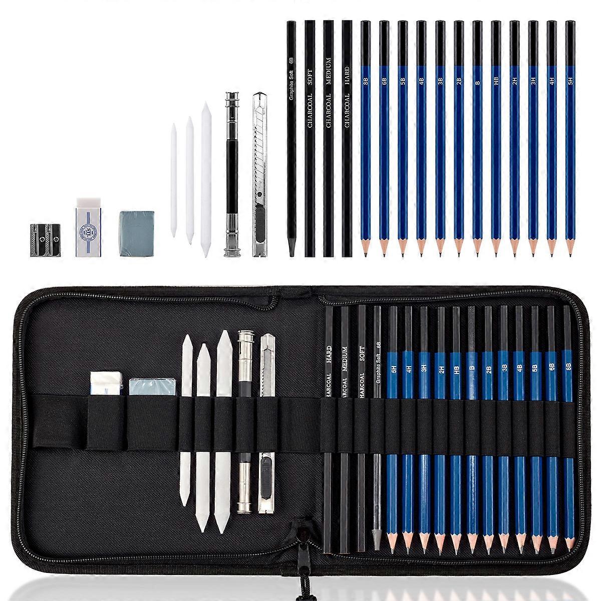 Beginner Drawing Set - 24 Pieces Sketching Pencil Set, Ideal Pencil Set ...