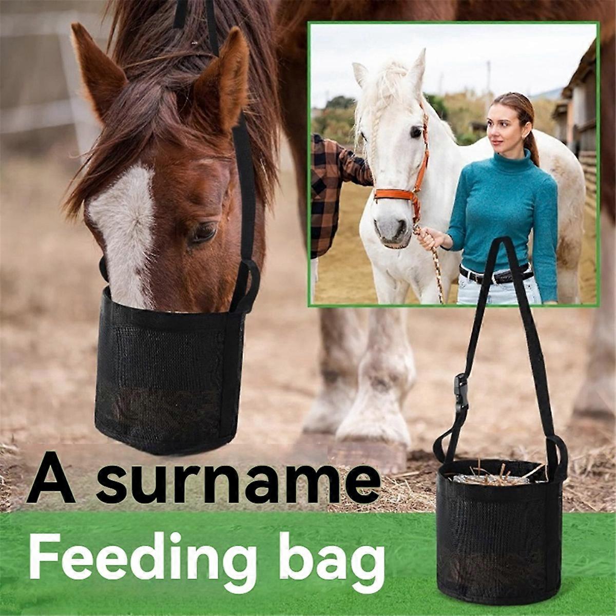 Adjustable Elastic Hay Feed Bag for Horses - Outdoor Neck Feeding Bag ...