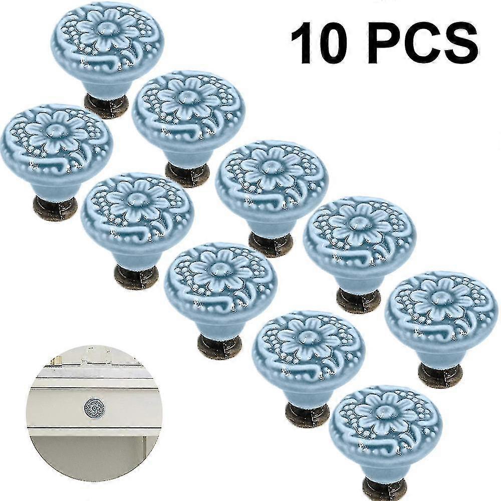 Vintage Ceramic Cabinet Knobs, 10PCS Gray/Black/White Drawer Pulls ...