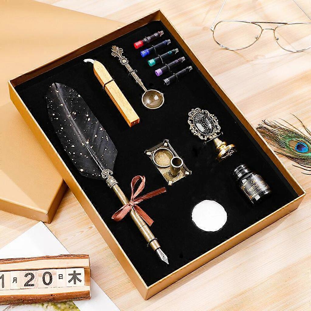 Retro Gothic Style Quill Pen Set Retro Wax Seal Stamp Kit Vintage Gift ...