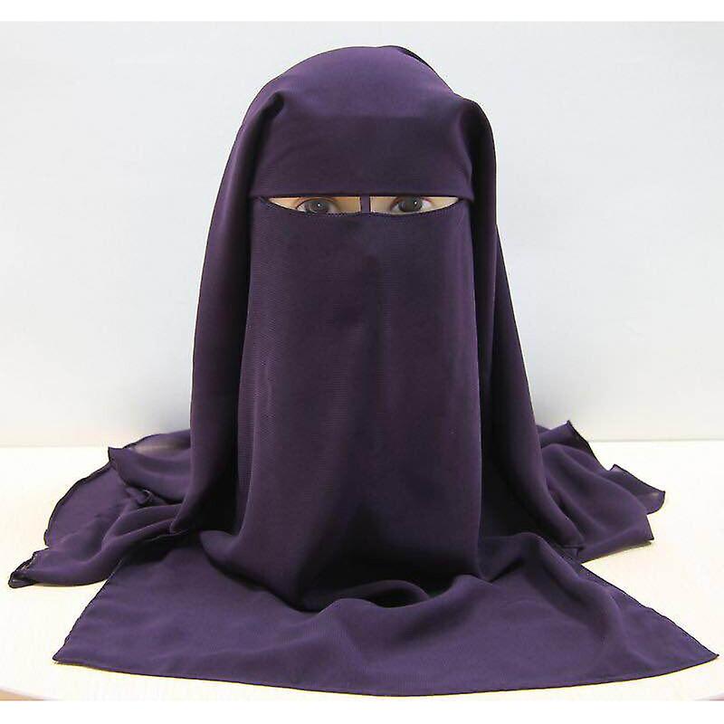 H225 High Quality Three Layers Chiffon Niqab Muslim Face Cover Hijab ...