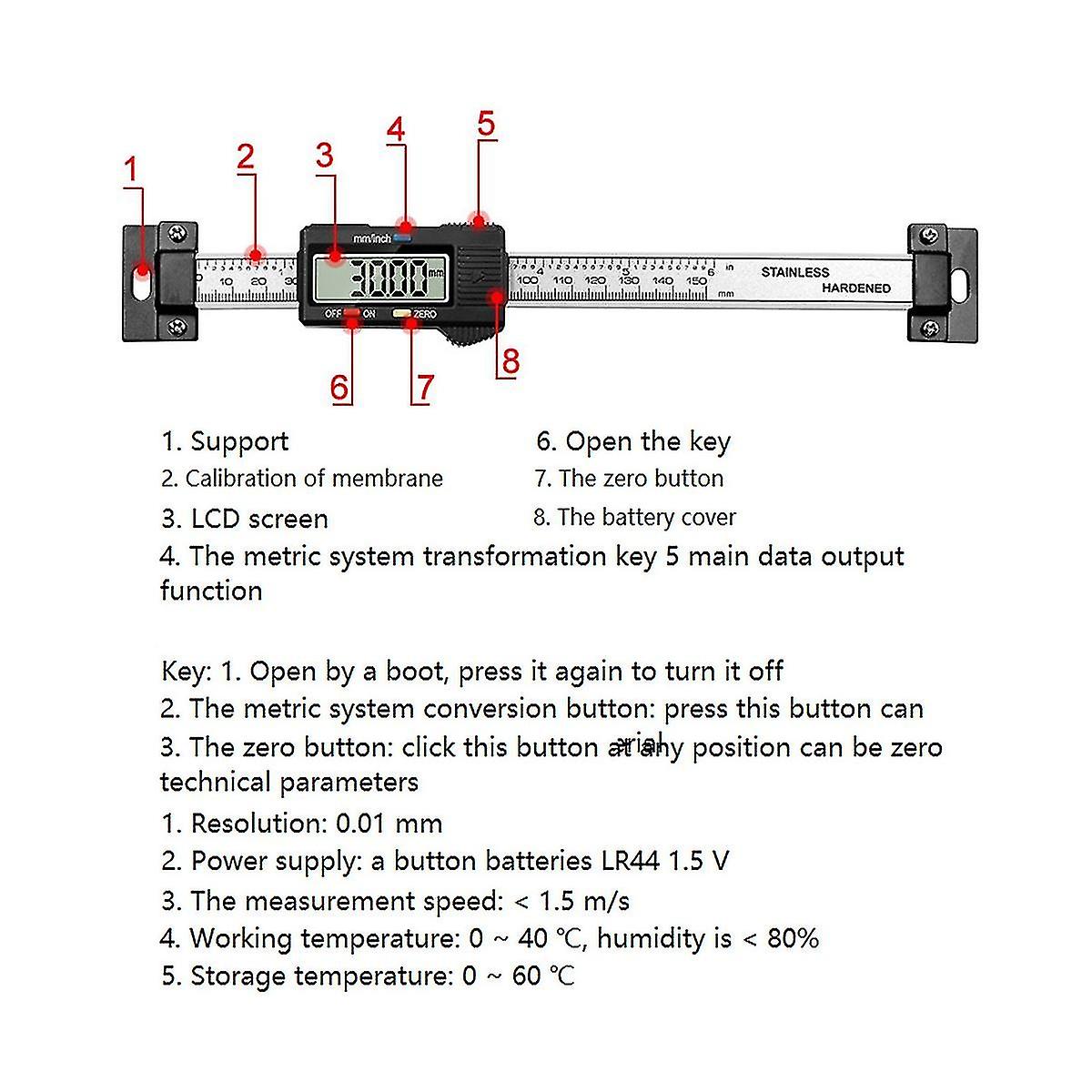 Stainless Steel Horizontal Vertical Digital Display Ruler Lcd Display ...