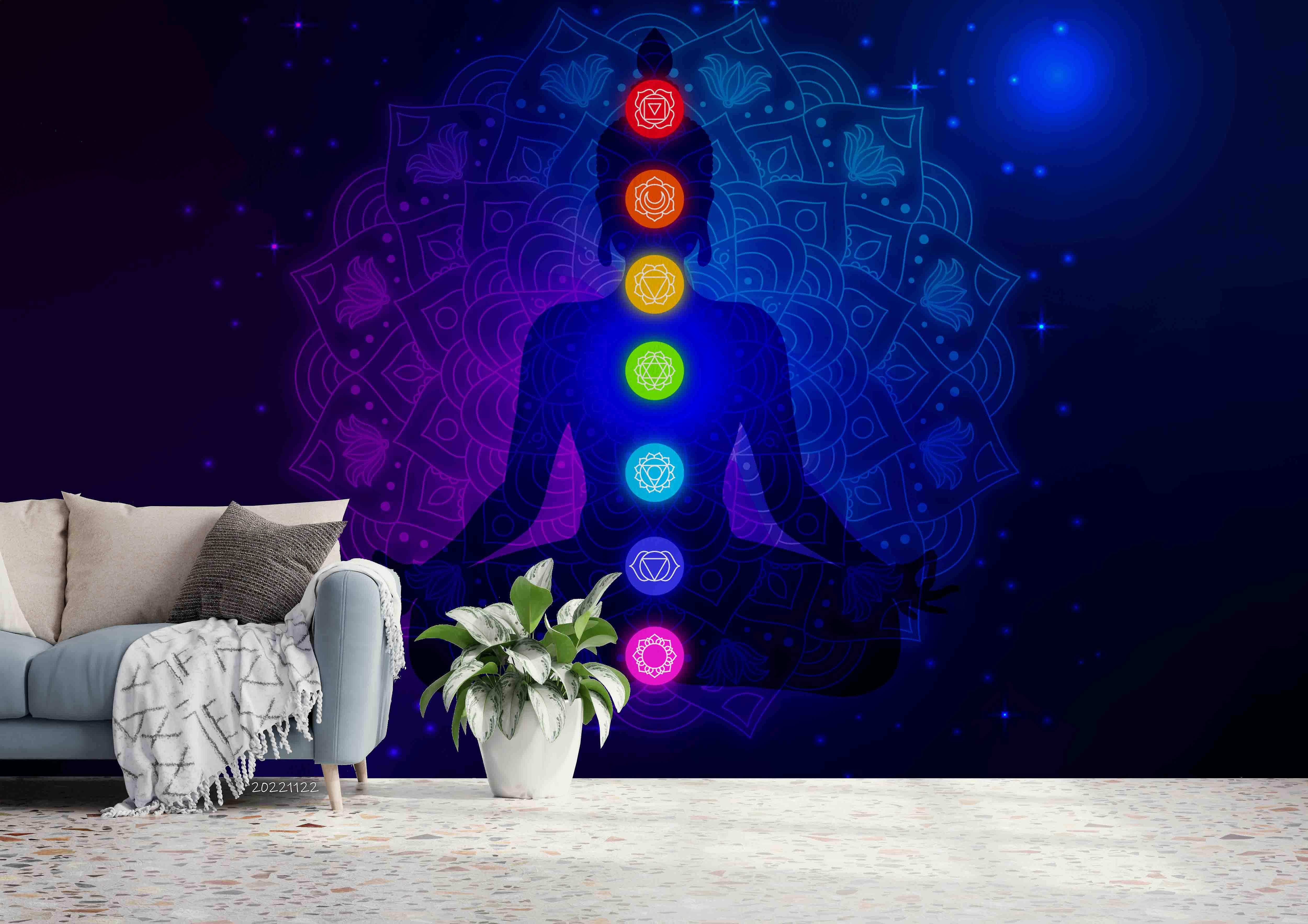 3D Body Contour Colorful Chakras Wall Mural Wallpaper Gd 2556 | Fruugo US