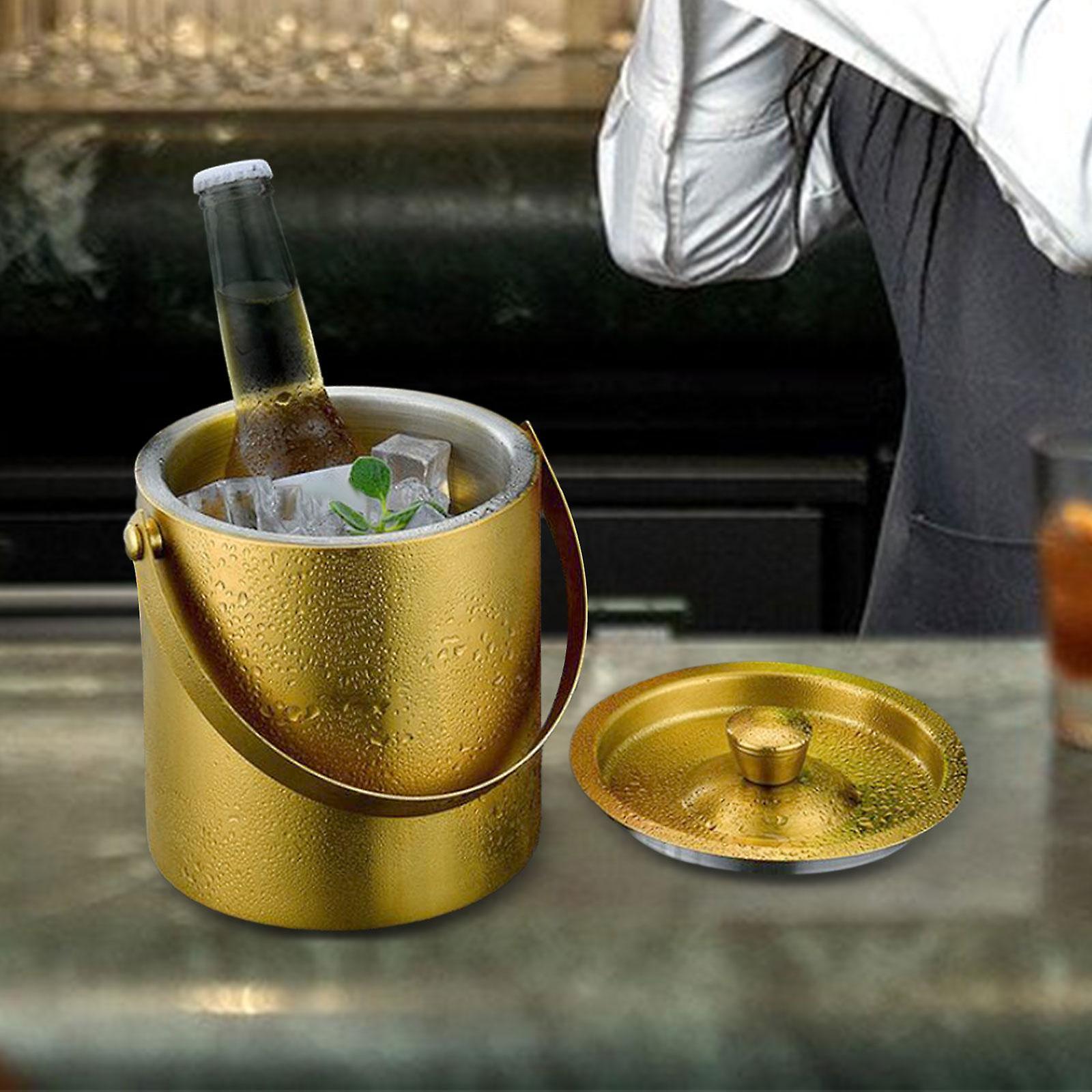 Ice Bucket with Handle Container Double Wall Multipurpose Wine Bucket ...
