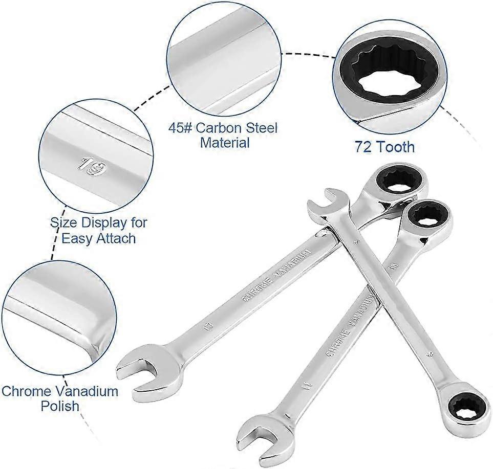 Professional Ratchet Wrench Set, 12pcs Ratchet Wrenches Portable Hand ...