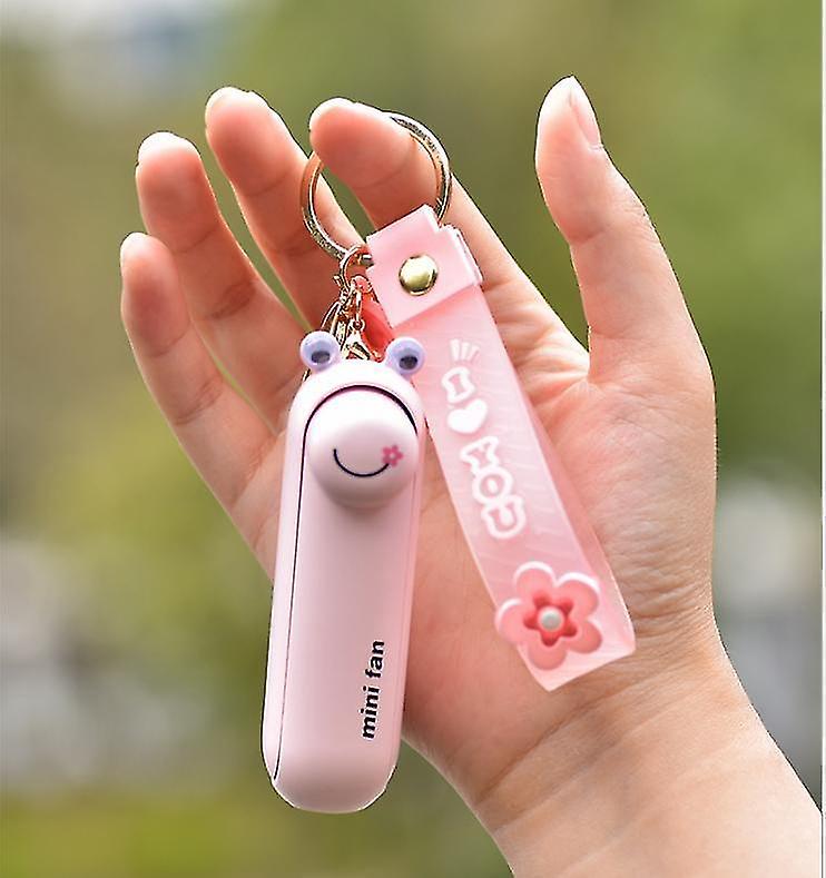 Pink new style hheld fan keychain cartoon mini fan with usb charging ...