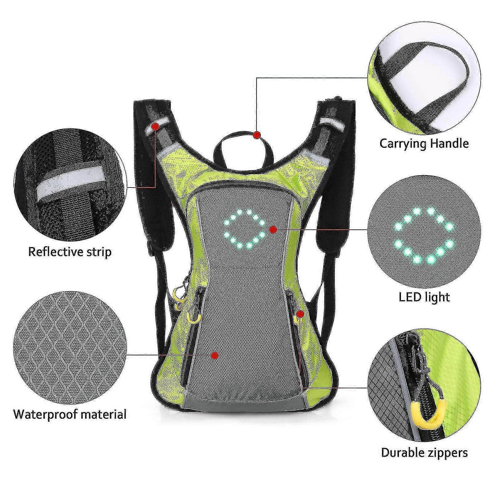 LED Turn Signal Backpack IPX5 Waterproof Reflective Backpack with ...