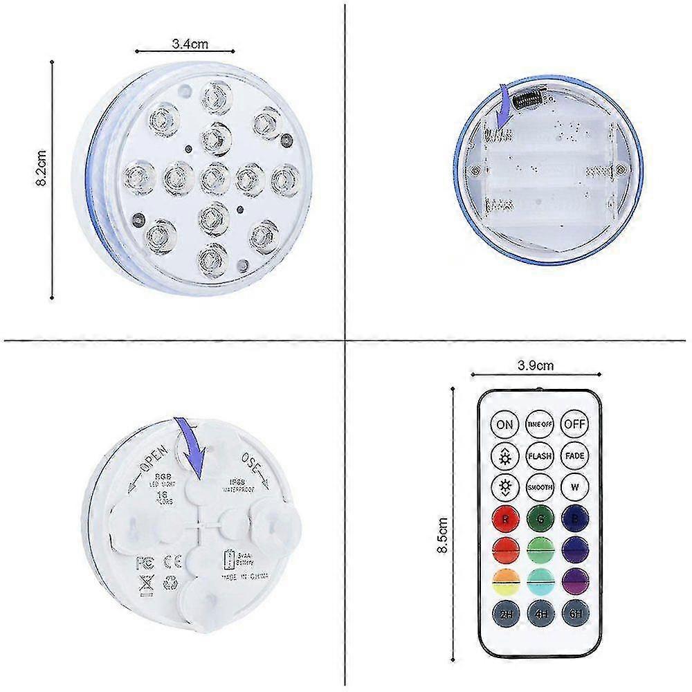 Led Submersible Lights, Waterproof Led Pool Lights With Remote Control ...