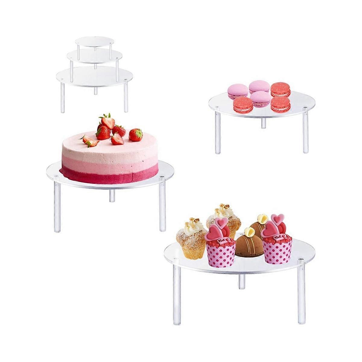 3Pack Clear Acrylic Cake Stands,Cupcake Stand Cake Holder, Countertop ...