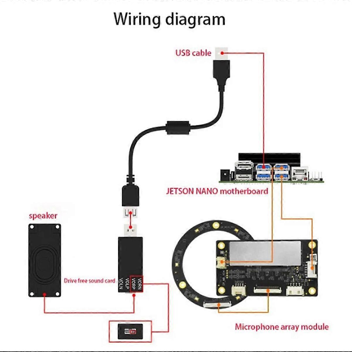 Far-Field Microphone Ring Array Module ROS 6-Microphone Voice Board 6 ...