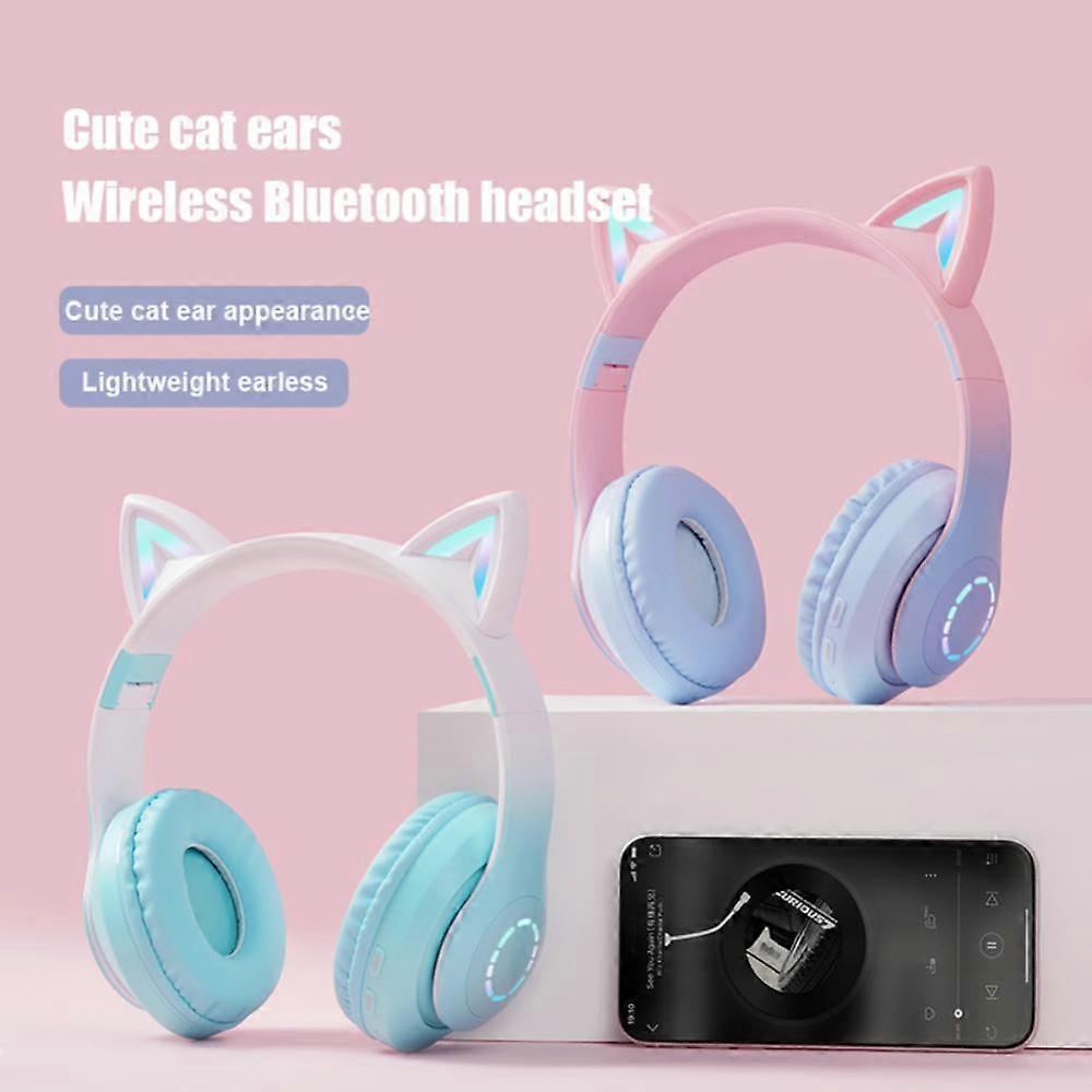 Cute Cat Ears Headphones Wireless Headset with Mic Kid Girl Stereo ...