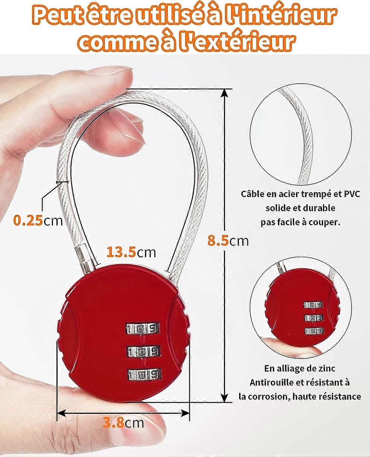 Luggage Lock 3 Digit Cable Lock Suitcase Combination Lock Suitcase Locks Number Code Padlock ...