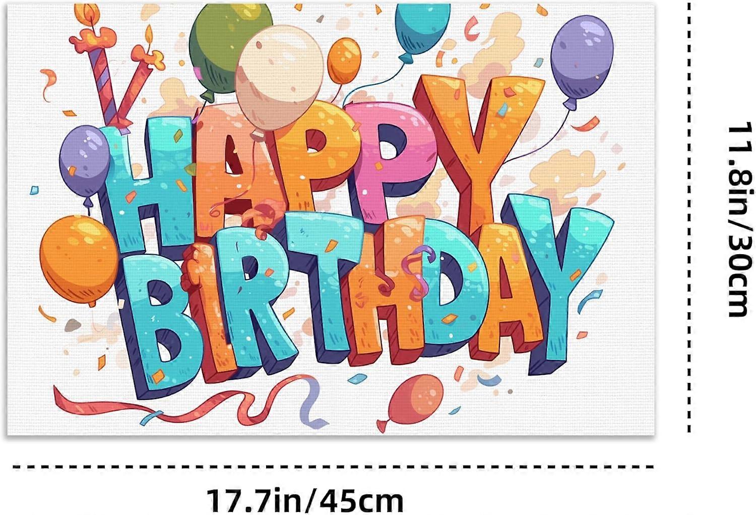 Happy Birthday Placemat - Rainbow and Balloon Painted Birthday Placemat ...