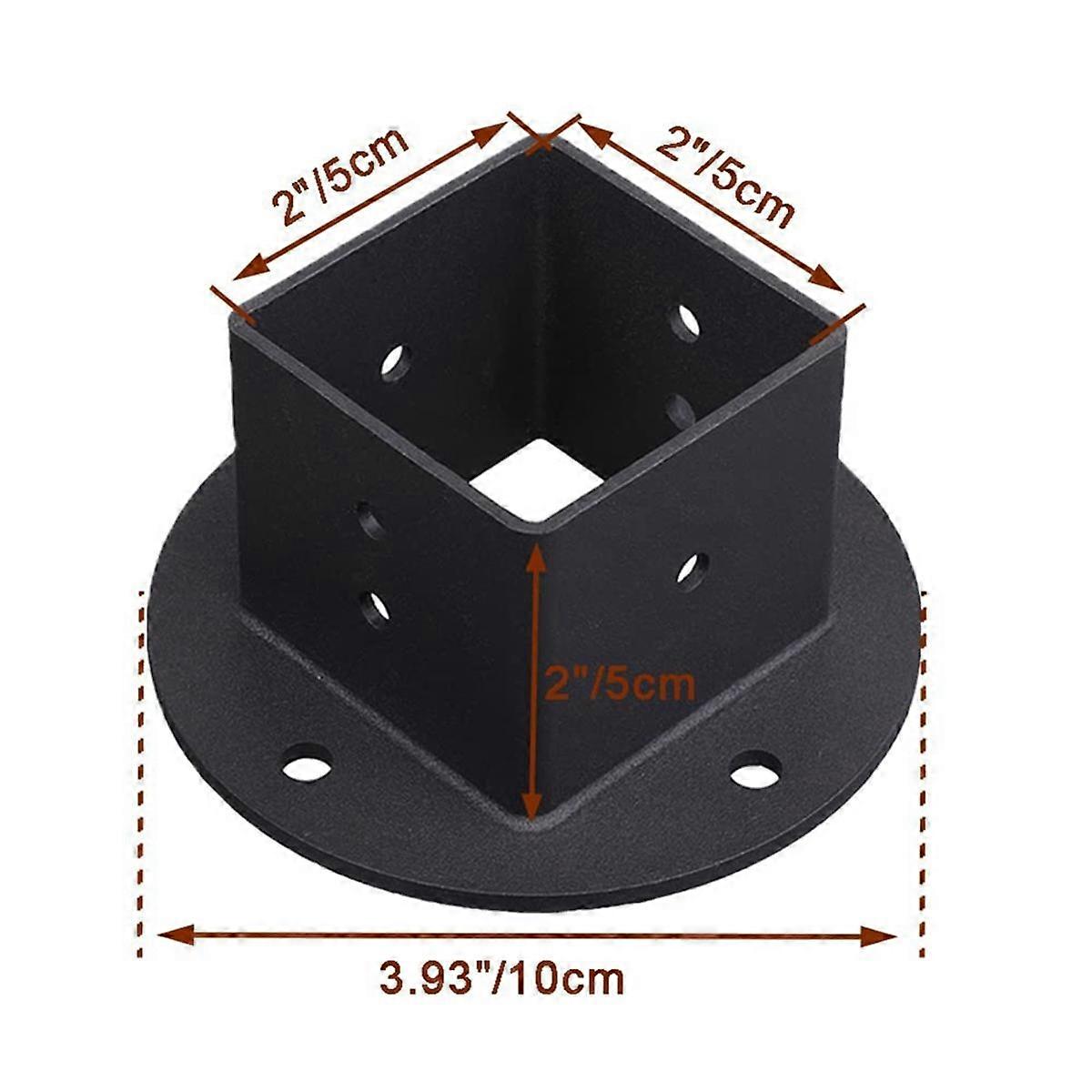 2Pcs 2X2 Square Fence Pole Flange Base Pergola Post Base Brackets Kit ...