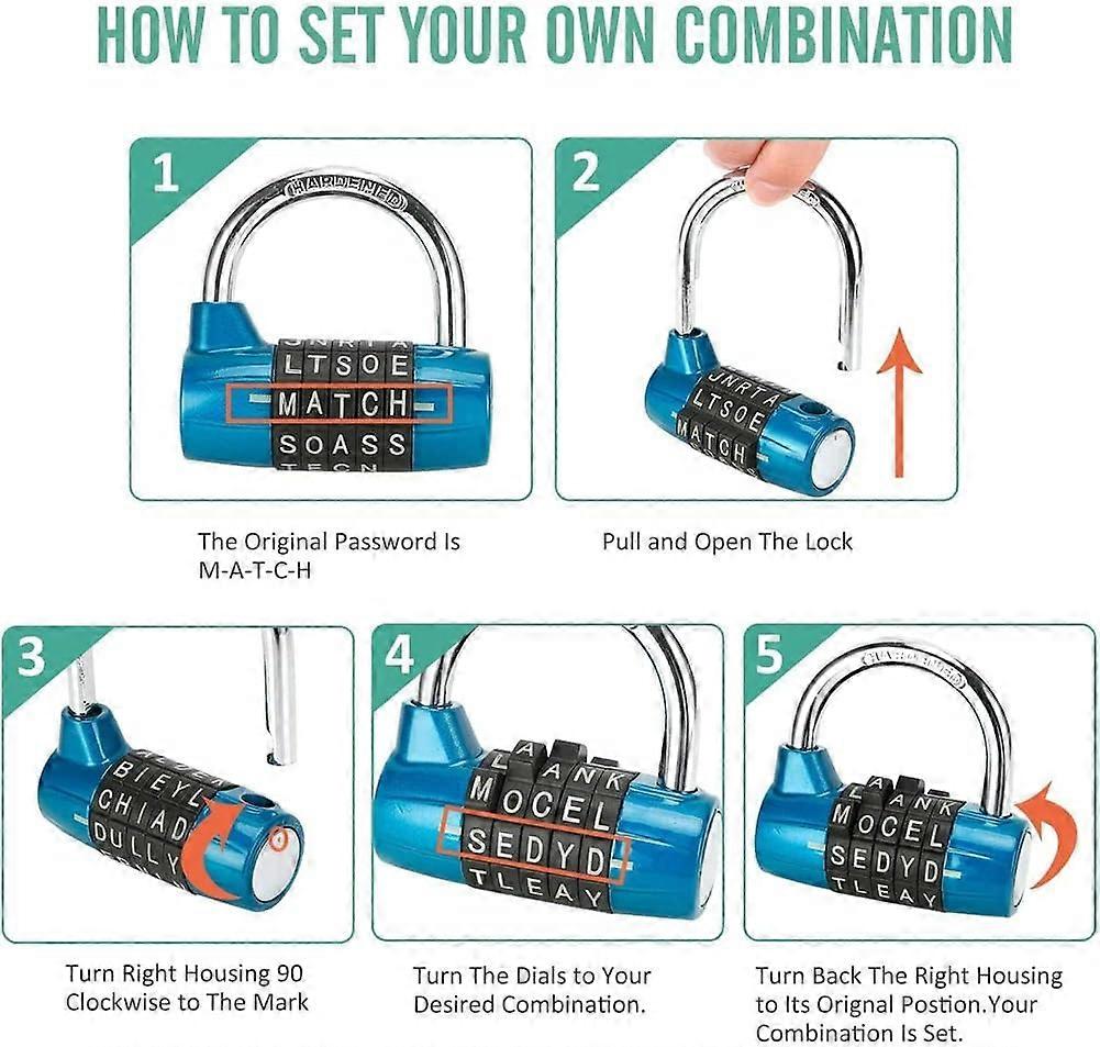 Gym Locker Lock,5 Letter Word Lock,5 Digit Combination Lock,Safety ...