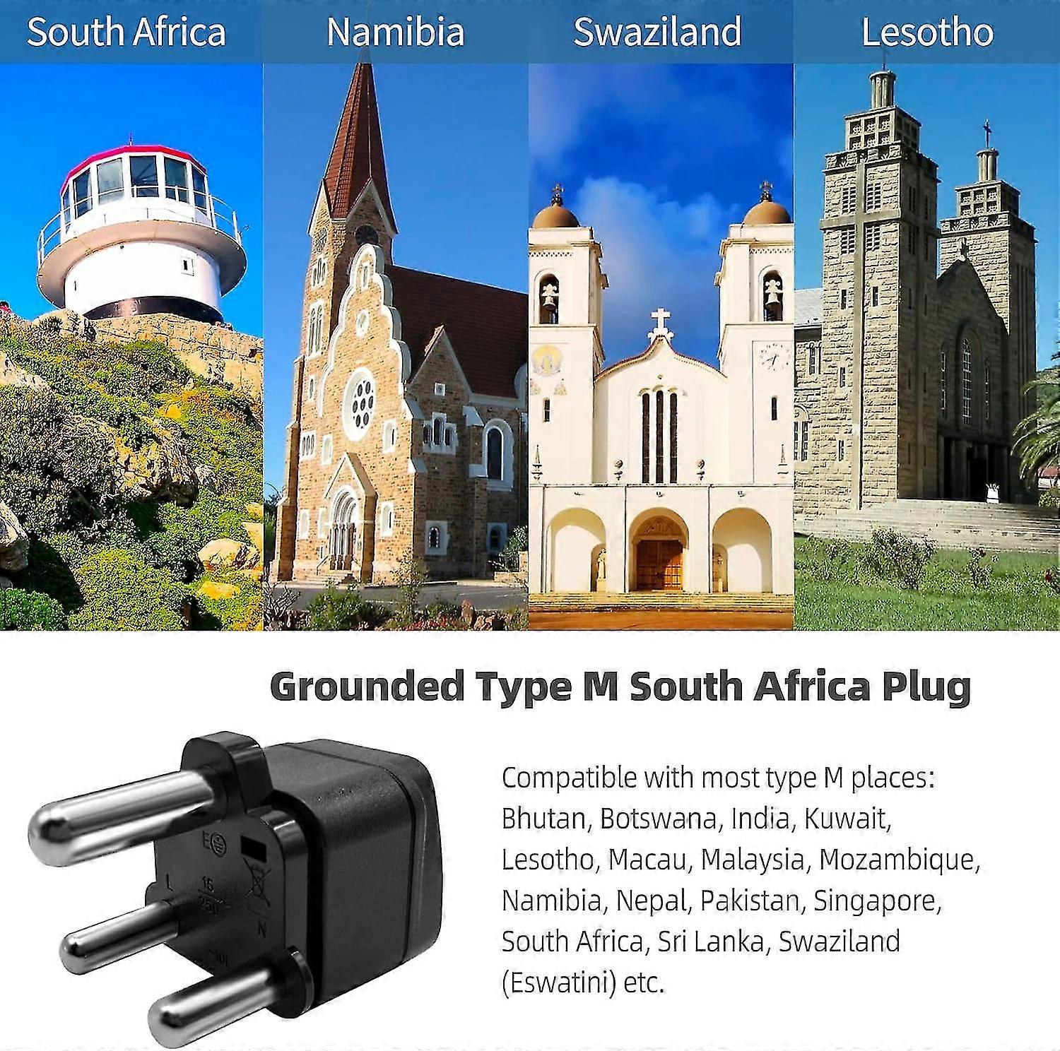 4 Pack UK to South Africa Plug Adapter South Africa Power Adapter 3-Pin ...