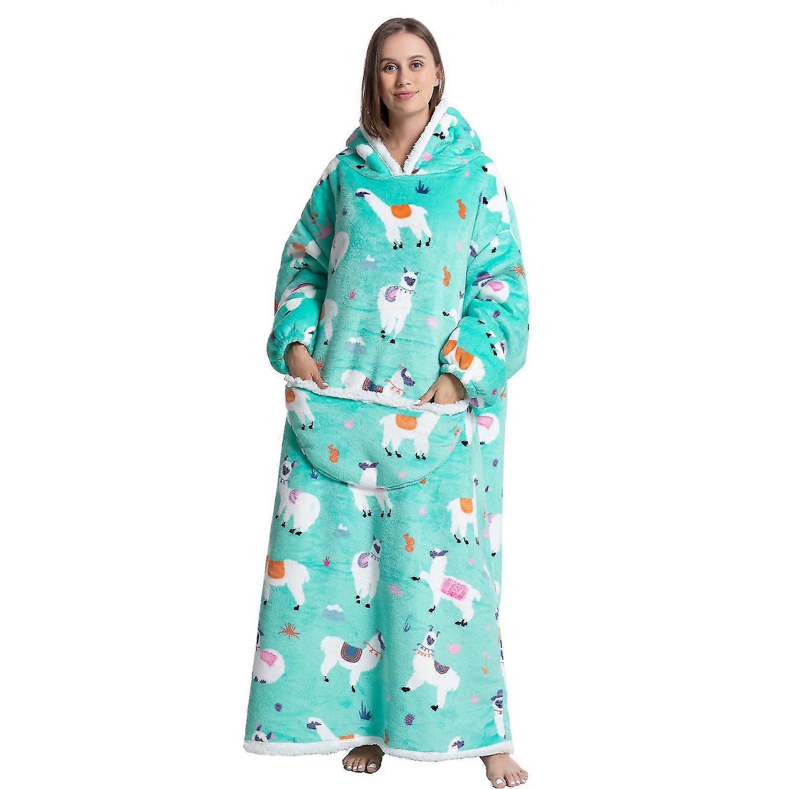 Blanket Hoodie Robe With Giant Pocket Lamb Lined Design For Winter Fall ...