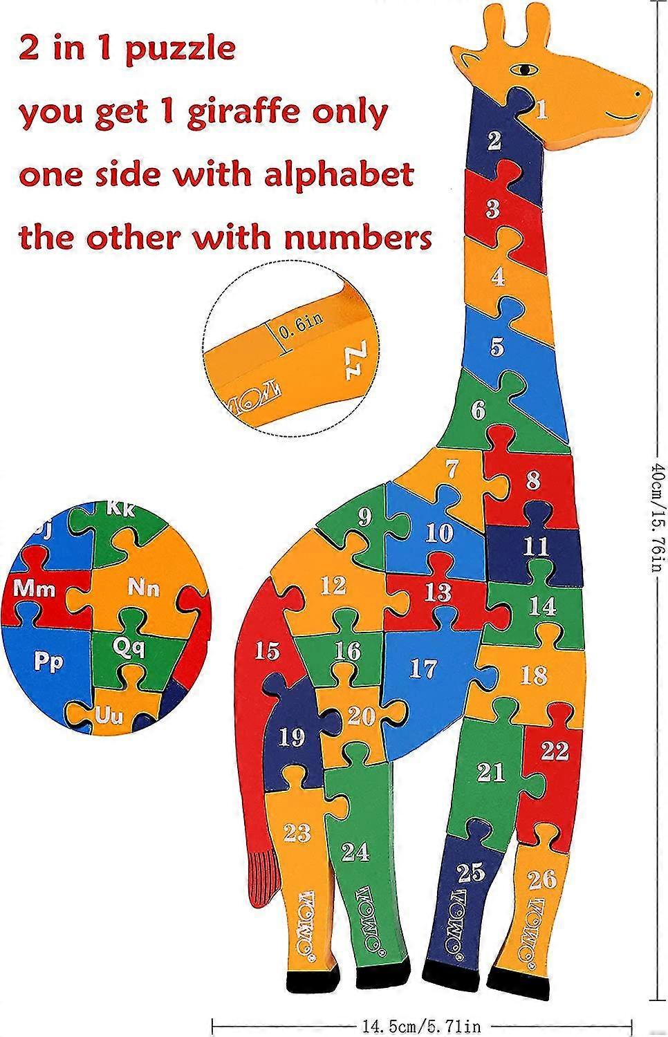 Wooden Giraffe Alphabet Blocks And Number Blocks Jigsaw Puzzle 41 Cm ...