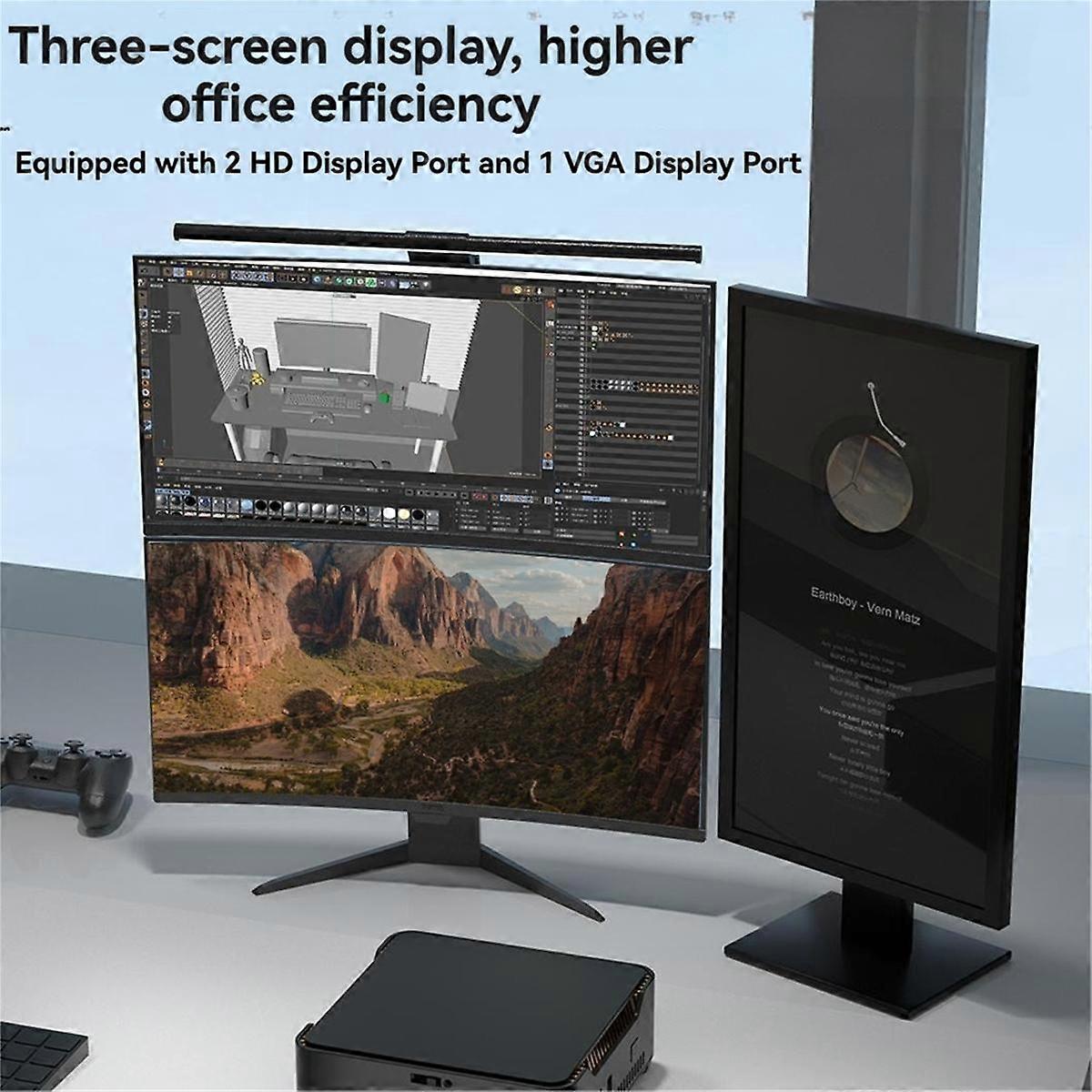 Mini PC 16GB DDR4 512G SSD Mini Desktop Computers Support HD 4K Triple ...