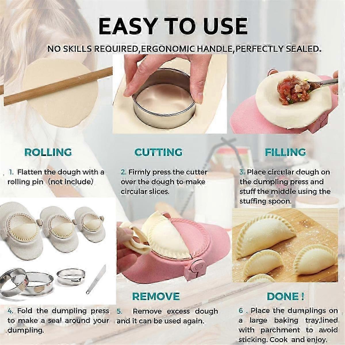 Empanada Maker Press, 6 Inch Extra Large Dumpling Maker Set with Dough ...