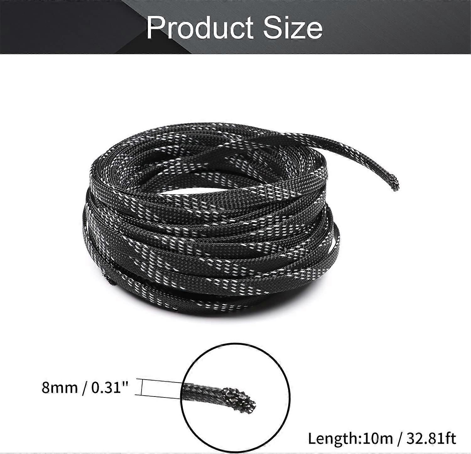 10m/32.8ft PET Expandable Braid Cable Sleeving Flexible Wire Mesh ...
