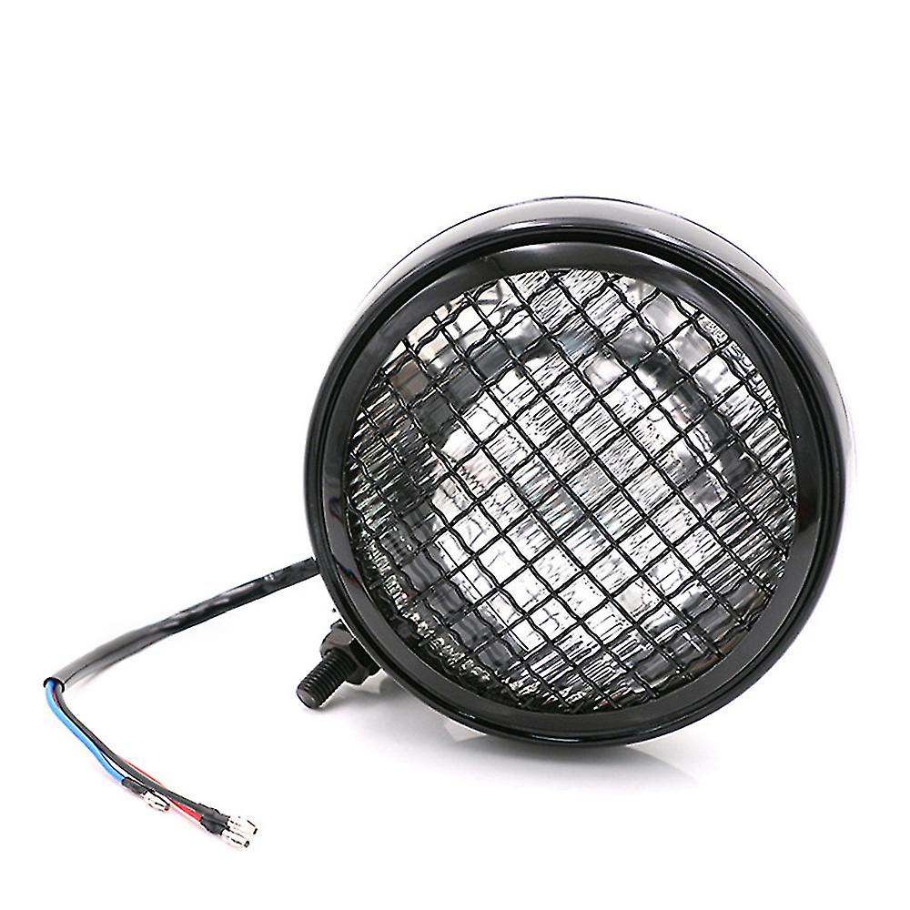 Silver+yellow Retro Motorcycle Universal Led Headlight With Grille ...
