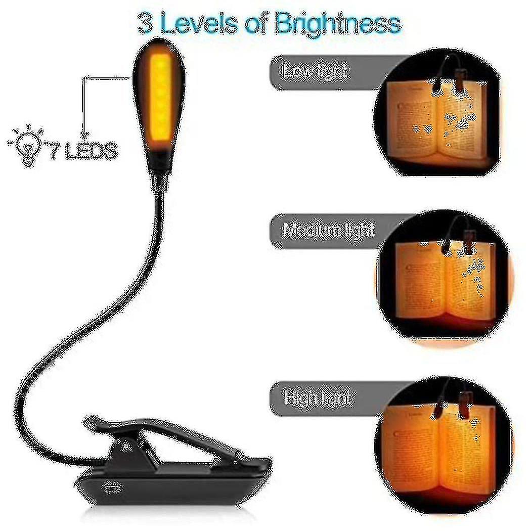 Rechargeable Amber Book Light - Reading Lights For Books In Bed With 7 ...