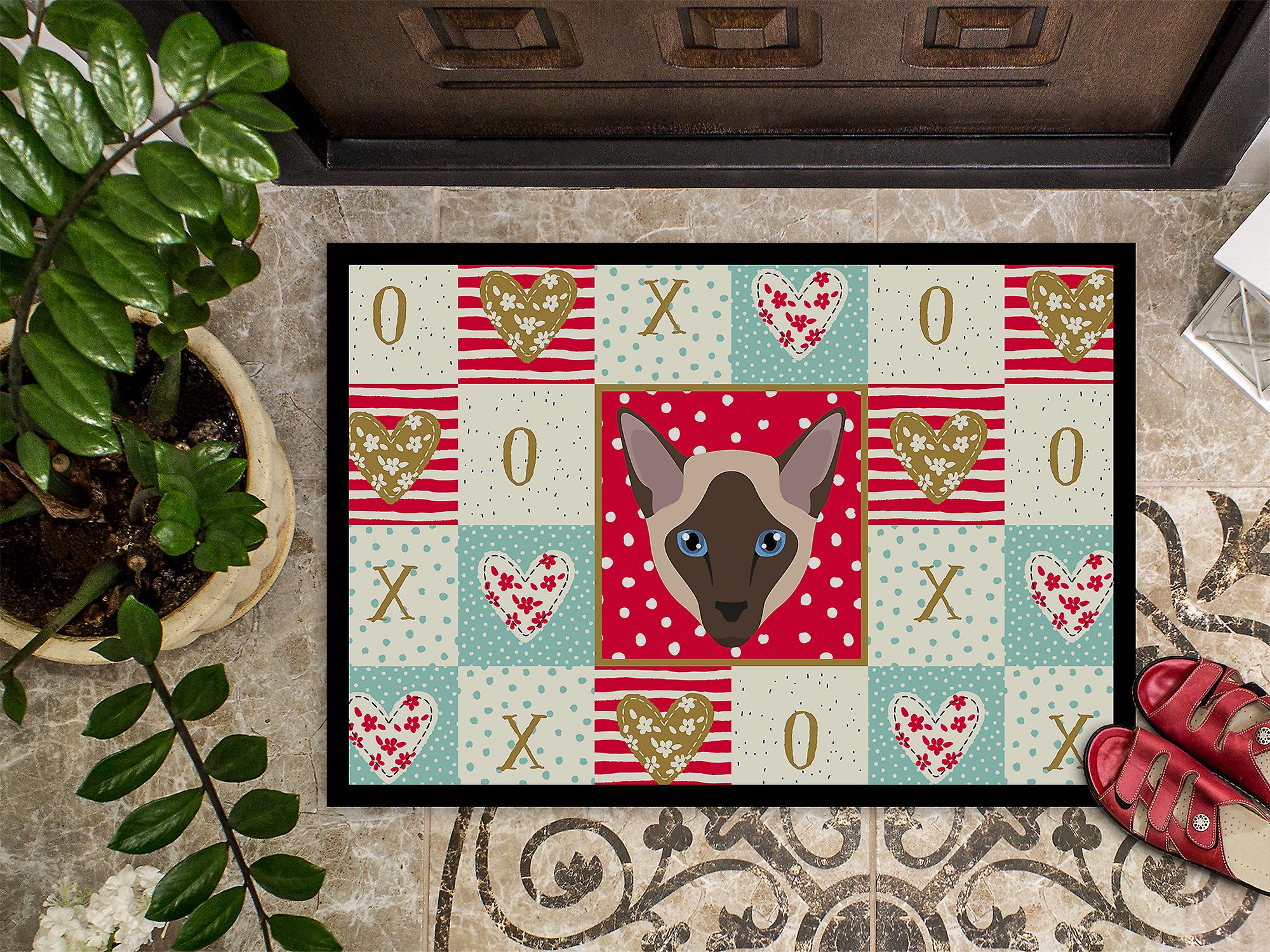 Siamese Modern Cat Love Door Mat, Indoor Rug or Outdoor Welcome Mat ...