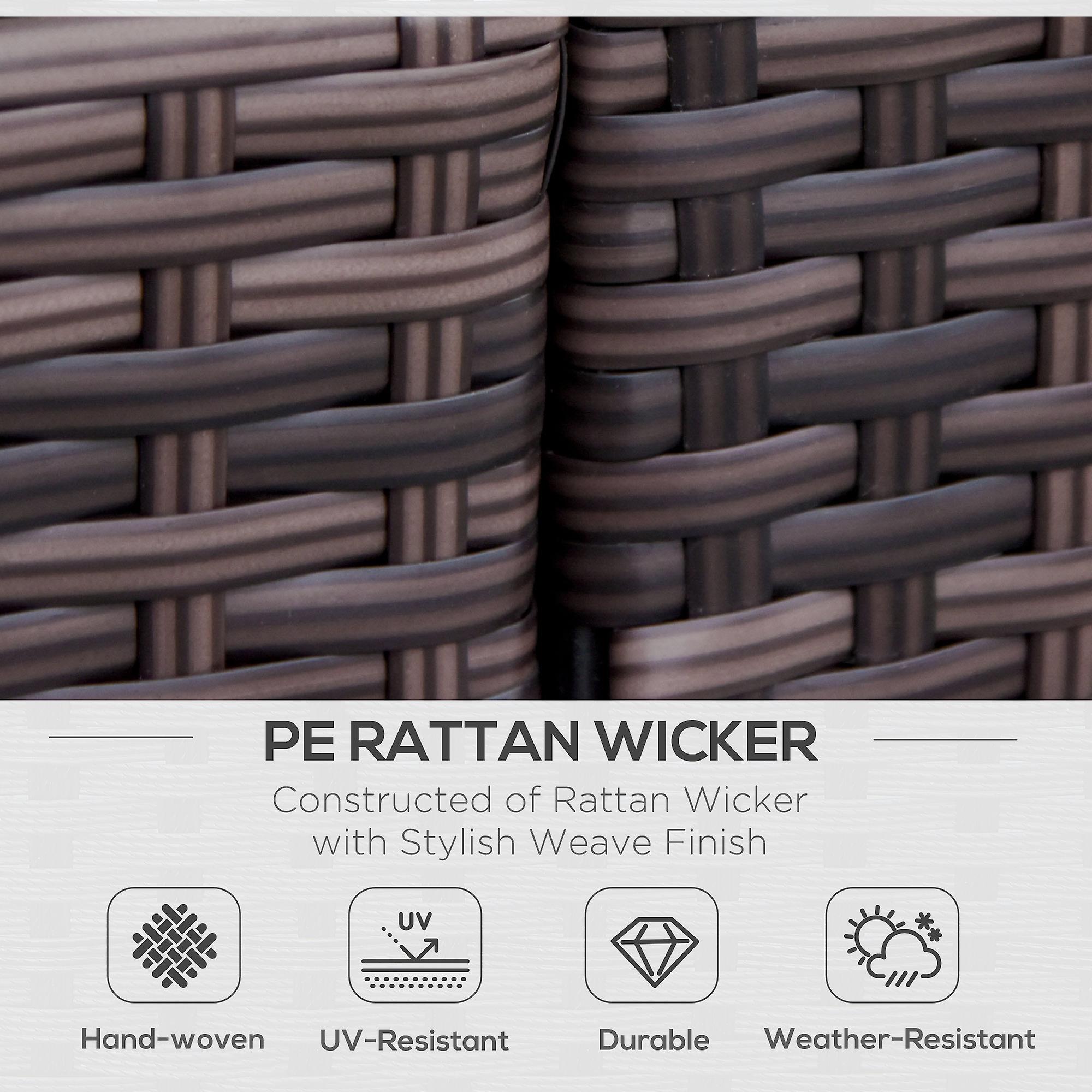 Outsunny Rattan Chair Garden Furniture Patio Companion Love Seat Table ...