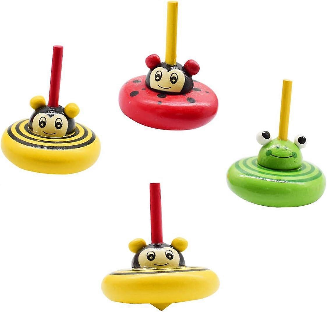 10PCS Small Wooden Spinning Top,Mini Spinning Top Colorful Animal Model ...